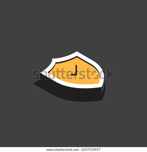 Yellow Isometric Shield Icon Check Mark 库存矢量图（免版税）1247510917