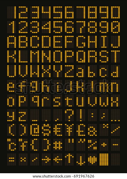 Yellow Led Font Digital Alphabet Numbers Stock Vector (Royalty Free ...