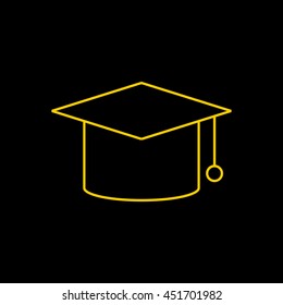 Yellow Line Icon Graduation Cap On Stock Vector (Royalty Free ...