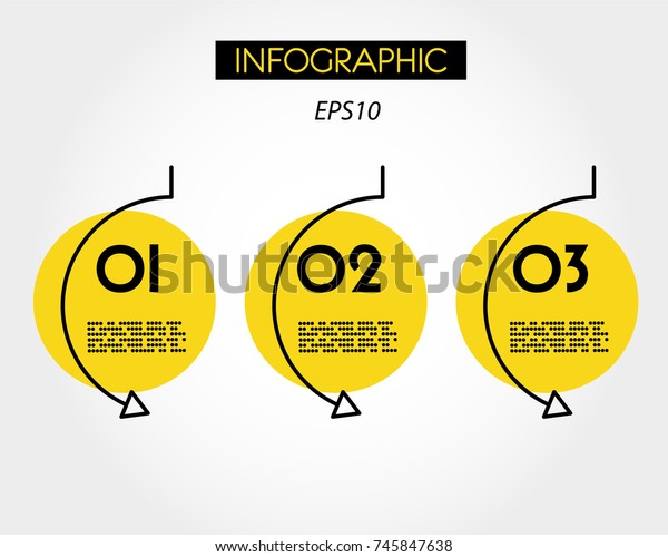 yellow linear infographic vertical arrows with rings, linear concept