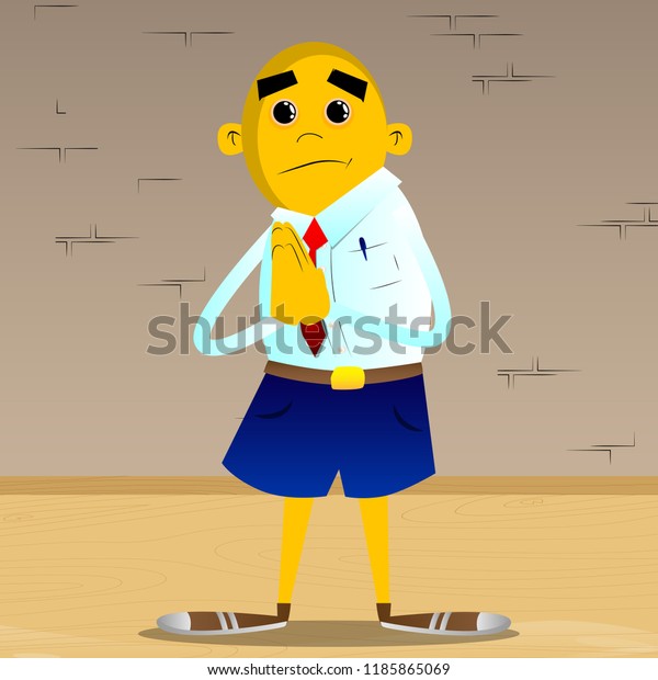Yellow Man Praying Hands Vector Cartoon Stock Vector (Royalty Free ...