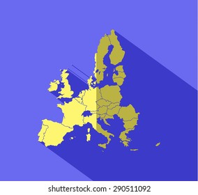 Yellow Map Europe Long Shadow Stock Vector (Royalty Free) 290511092 ...