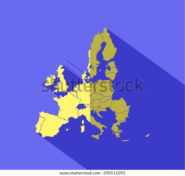 Yellow Map Europe Long Shadow Stock Vector (Royalty Free) 290511092 ...