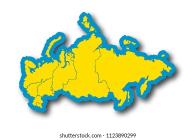 Yellow Map Russia Stock Vector (Royalty Free) 1123890299 | Shutterstock