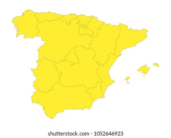 Yellow Map Spain Provinces Stock Vector (Royalty Free) 1052646923 ...