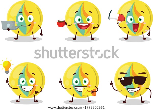 Yellow Marbles Cartoon Character Various Types Stock Vector (Royalty ...