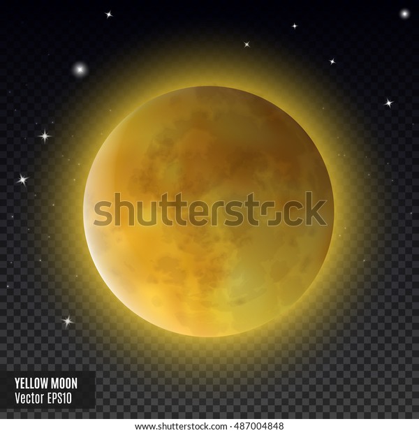 Yellow moon. Realistic detailed full moon isolated on transparent ...