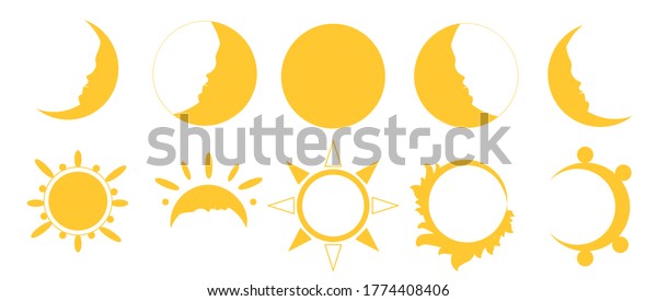 Yellow Moon Sun Icons Stock Vector (Royalty Free) 1774408406 | Shutterstock