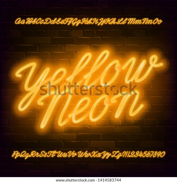 Yellow Neon Script Alphabet Font Neon Stock Vector (Royalty Free ...