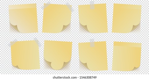 Yellow Note Paper On Transparent Background Stock Vector (Royalty Free ...