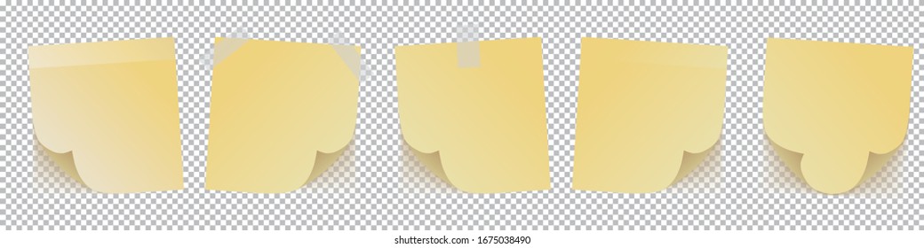Yellow Note Paper On Transparent Background Stock Vector (Royalty Free ...