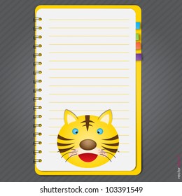 Yellow Notebook Tiger Cartoon Vector Format: vector de stock (libre de ...