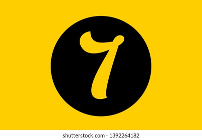 Yellow Number 7 Icon Design Black Stock Vector (Royalty Free ...