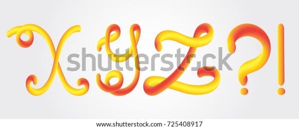Yellow Orange 3d Calligraphic Hand Drawn Stock Vector (Royalty Free ...