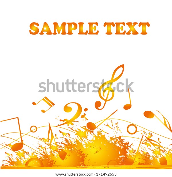Yellow Orange Musical Notes White Background Stock Vector (Royalty Free ...