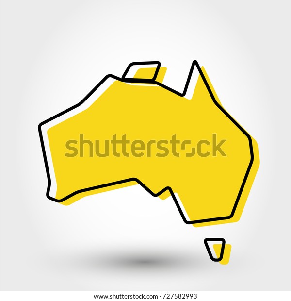 Yellow Outline Map Australia Stylized Concept Stock Vector (Royalty ...