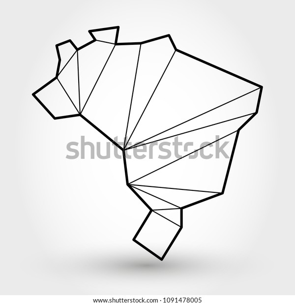 Yellow Outline Map Brazil Stylized Concept: vetor stock (livre de ...