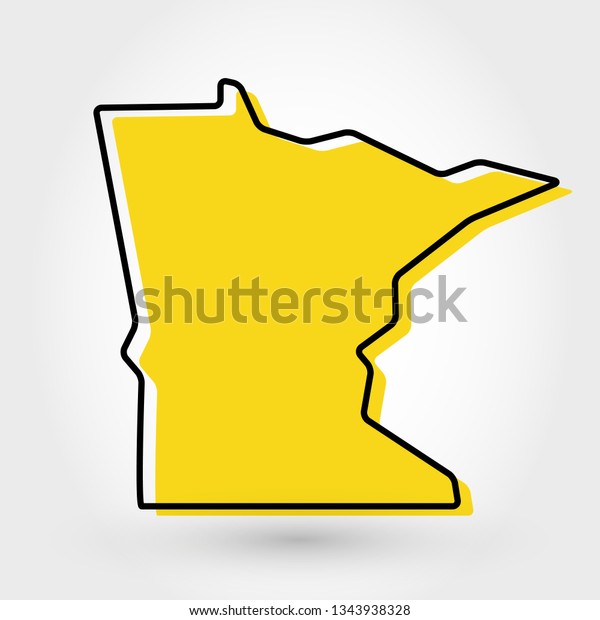 Yellow Outline Map Minnesota Stylized Concept : image vectorielle de ...
