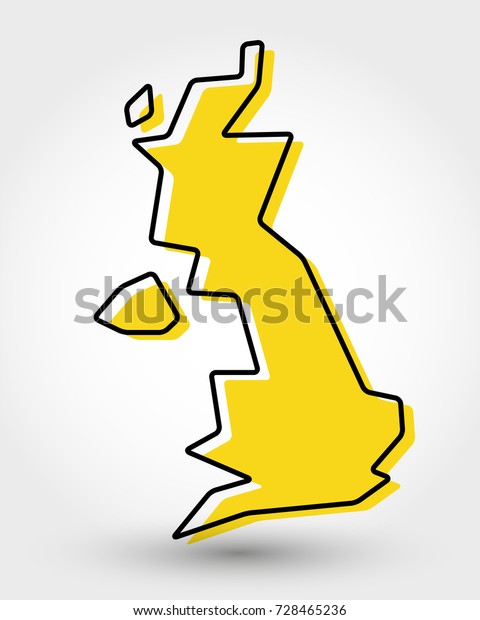 Yellow Outline Map Uk Stylized Concept Stock Vector (Royalty Free ...