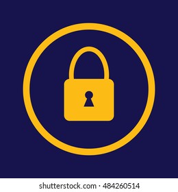 Yellow Padlock Icon Vector Blue Background Stock Vector (Royalty Free ...