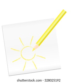 Yellow Painted Sun Pencil Stock Vector (Royalty Free) 328025192 ...