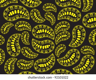 Yellow Paisley Vector Illustration Background Over Stock Vector ...