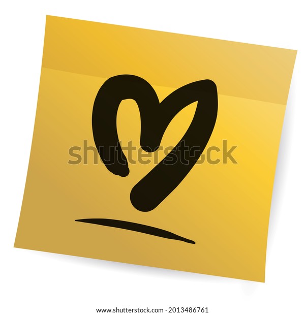 Yellow Paper Heart Drawing Brushstroke Style Stock Vector (Royalty Free ...