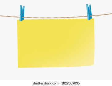 Yellow Paper Sticky Note Hanging On Stock Vector (Royalty Free ...