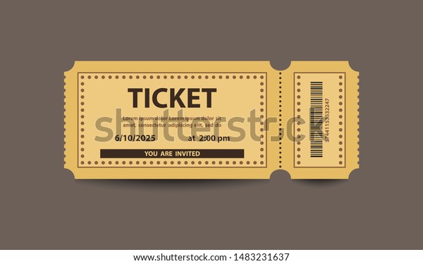 Yellow Paper Stub Ticket Icon Stock Vector (Royalty Free) 1483231637 ...