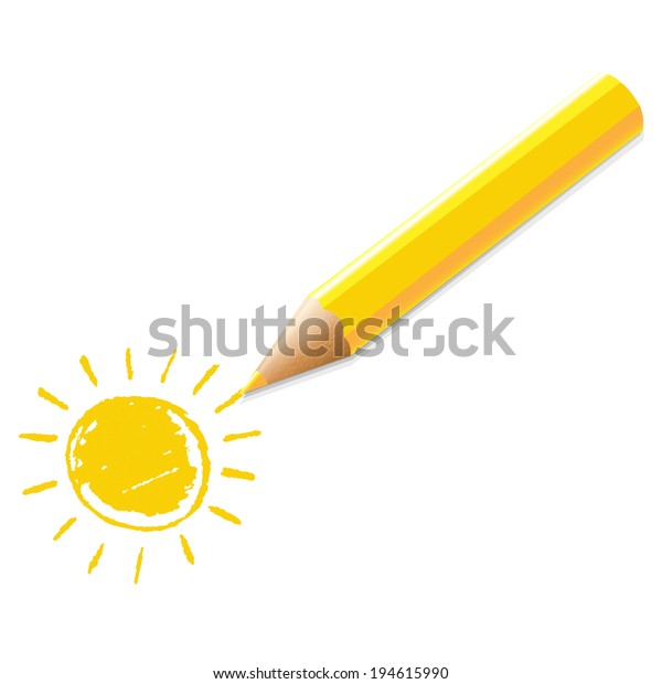 Yellow Pencil Drawing Vector Illustration: เวกเตอร์สต็อก (ปลอดค่า ...