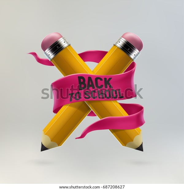 Yellow Pencils Crosswise Back School Lettering Stock Vector (Royalty ...