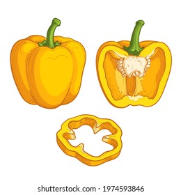 Yellow Pepper Half Pepper Slice Isolated Stock Vector (Royalty Free ...