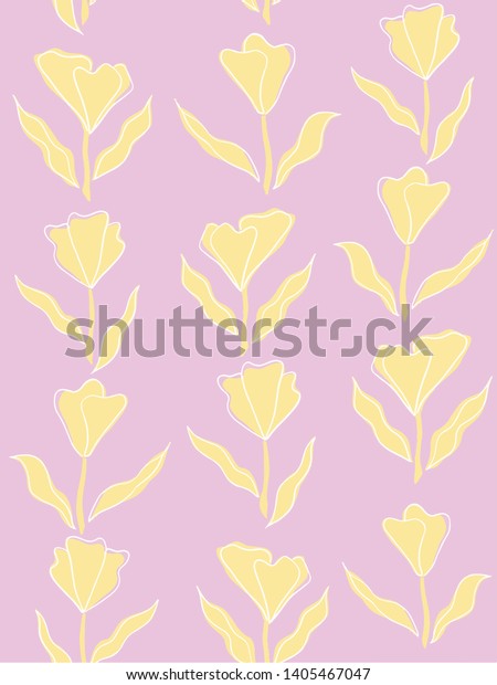 Yellow Pink Floral Print Pattern Stock Vector (Royalty Free) 1405467047