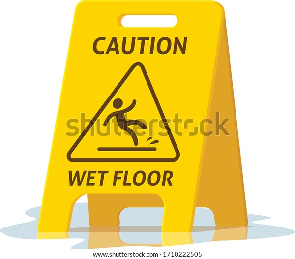Yellow Plastic Sign Caution Wet Floor Stock Vector (Royalty Free ...