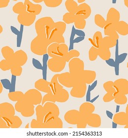 Yellow Poppy Abstract Flowers Vector Seamless Stock Vector (Royalty ...