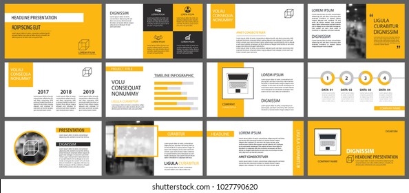 Yellow Presentation Templates Infographics Elements Background Stock ...