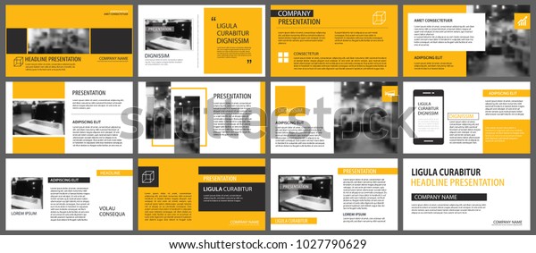 Yellow Presentation Templates Infographics Elements Background Stock ...