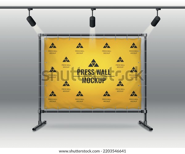 Yellow Press Wall Mockup Illuminated By Stock Vector (Royalty Free ...