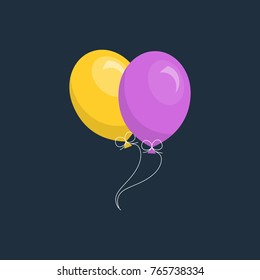 Yellow Purple Balloons Vector Illustration Flat Stock Vector (Royalty ...