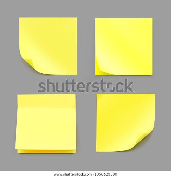 Yellow Realistic Stick Note Papers Vector Stock Vector (Royalty Free ...