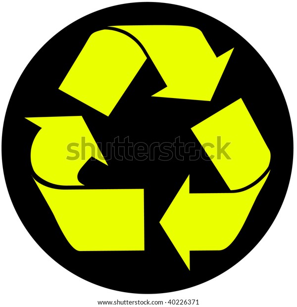 Yellow Recycle Symbol Black Circle Stock Vector (Royalty Free) 40226371
