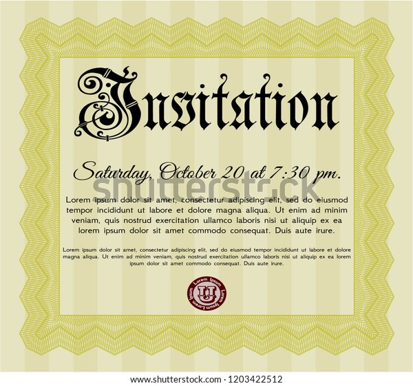 Yellow Retro Invitation Printer Friendly Vector Stock Vector (Royalty ...