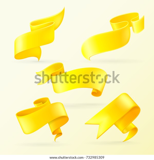 Yellow Ribbon Banners Set Tapes Paper Stock Vector (Royalty Free ...