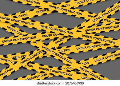 Yellow Ribbons Under Construction Label Sign Stock Vector (Royalty Free ...