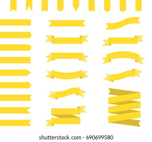 Vector Yellow Ribbons Set Elements Isolated Stock Vector (Royalty Free ...