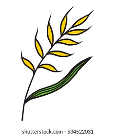 Yellow Rice Flower Cartoon Vector Illustration: vector de stock (libre ...