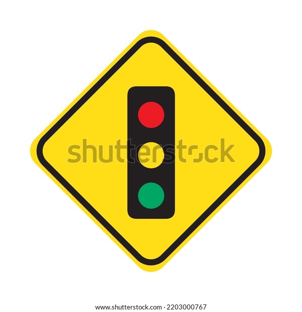 Yellow Road Sign Fork Crossroads Traffic Stock Vector (Royalty Free ...