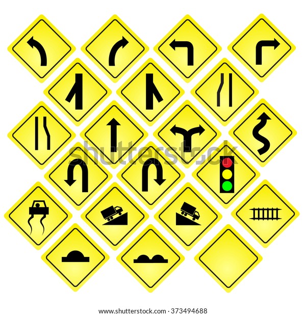 Yellow Road Signs Traffic Signs Vector Stock Vector (Royalty Free ...
