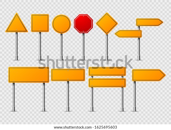 Yellow Road Traffic Signs Road Board Stock Vector (Royalty Free ...