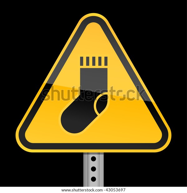 Yellow Road Warning Sign Sock Symbol Stock Vector (Royalty Free ...
